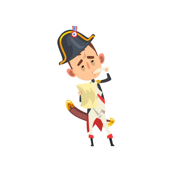 Angry Napoleon Bonaparte cartoon character holding map in his hands ...