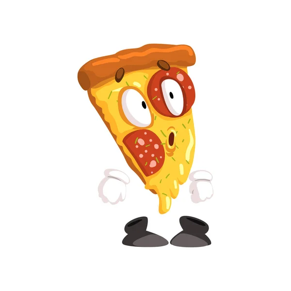 Pizza cartoon fast food character, element for menu of cafe, restaurant ...