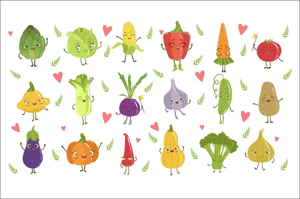 Adorable vegetable cartoon characters set — Stock Vector © Japanez ...
