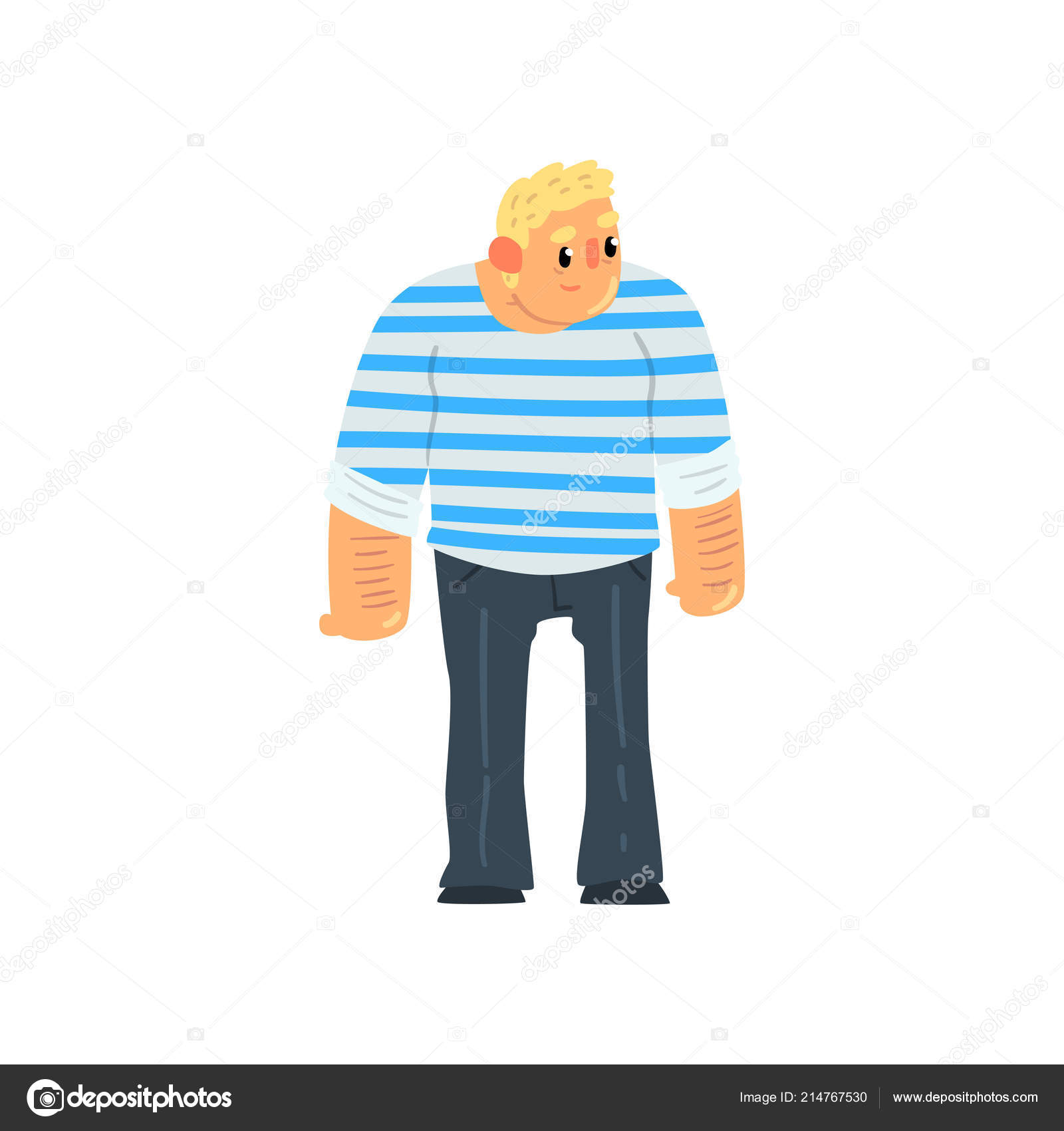 Muscular sailor man, seaman character in striped singlet vector ...