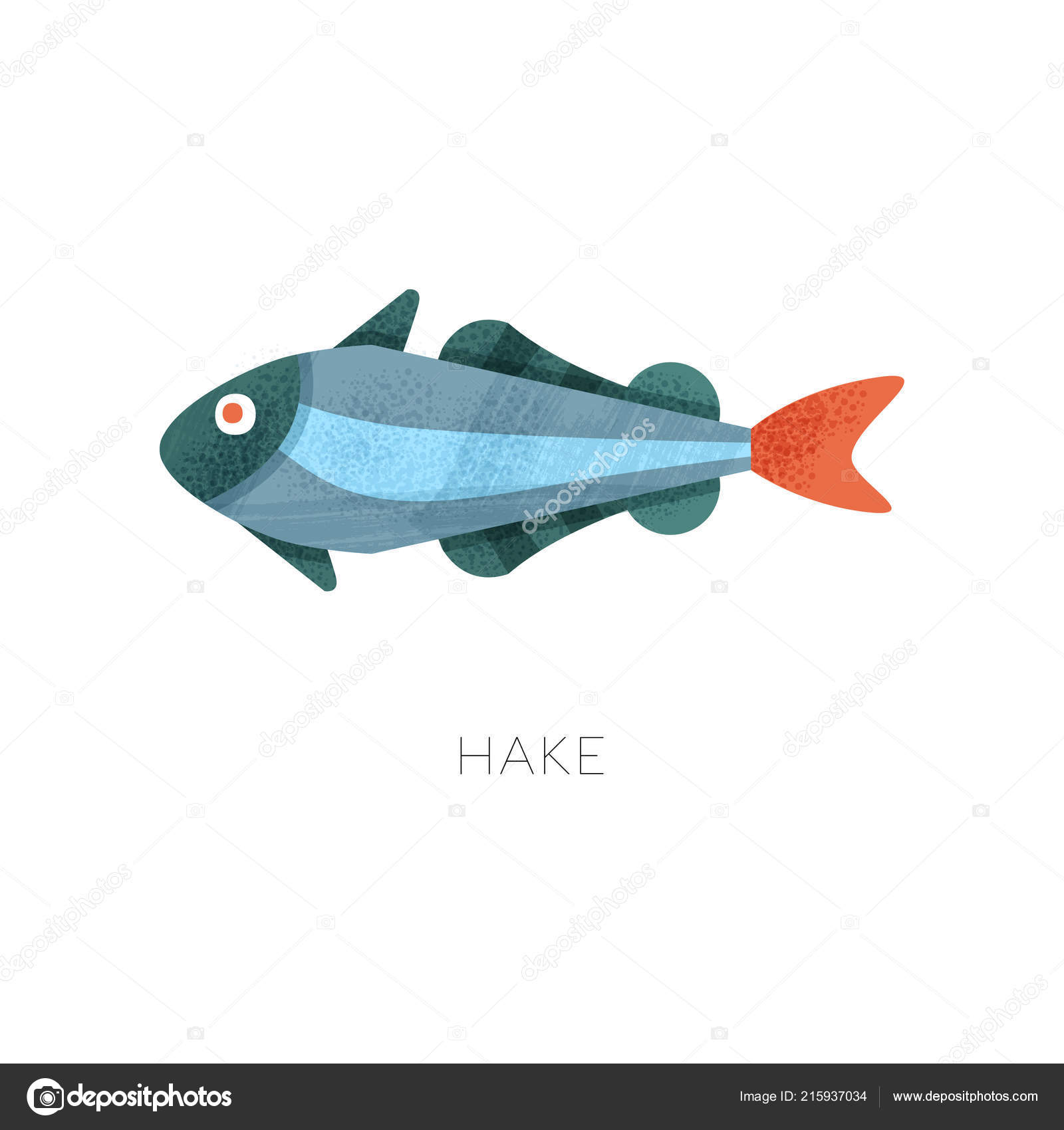 Icon of hake fish. Marine creature. Sea and ocean theme. Flat vector ...
