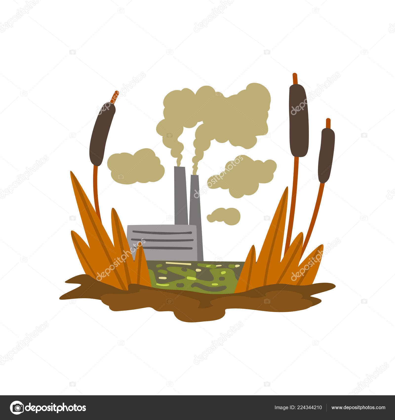 Nature pollution factory, toxic waste swamp, ecological disastrous ...