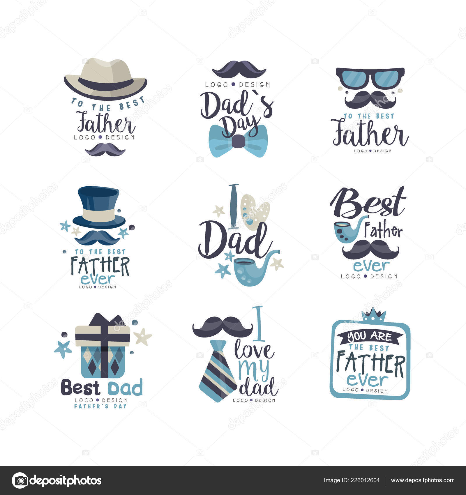 Best Dad logo design set, Happy Fathers Day creative labels for banner ...