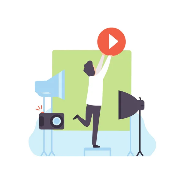 Man Creating Video Content, Technology Process of Software Development ...