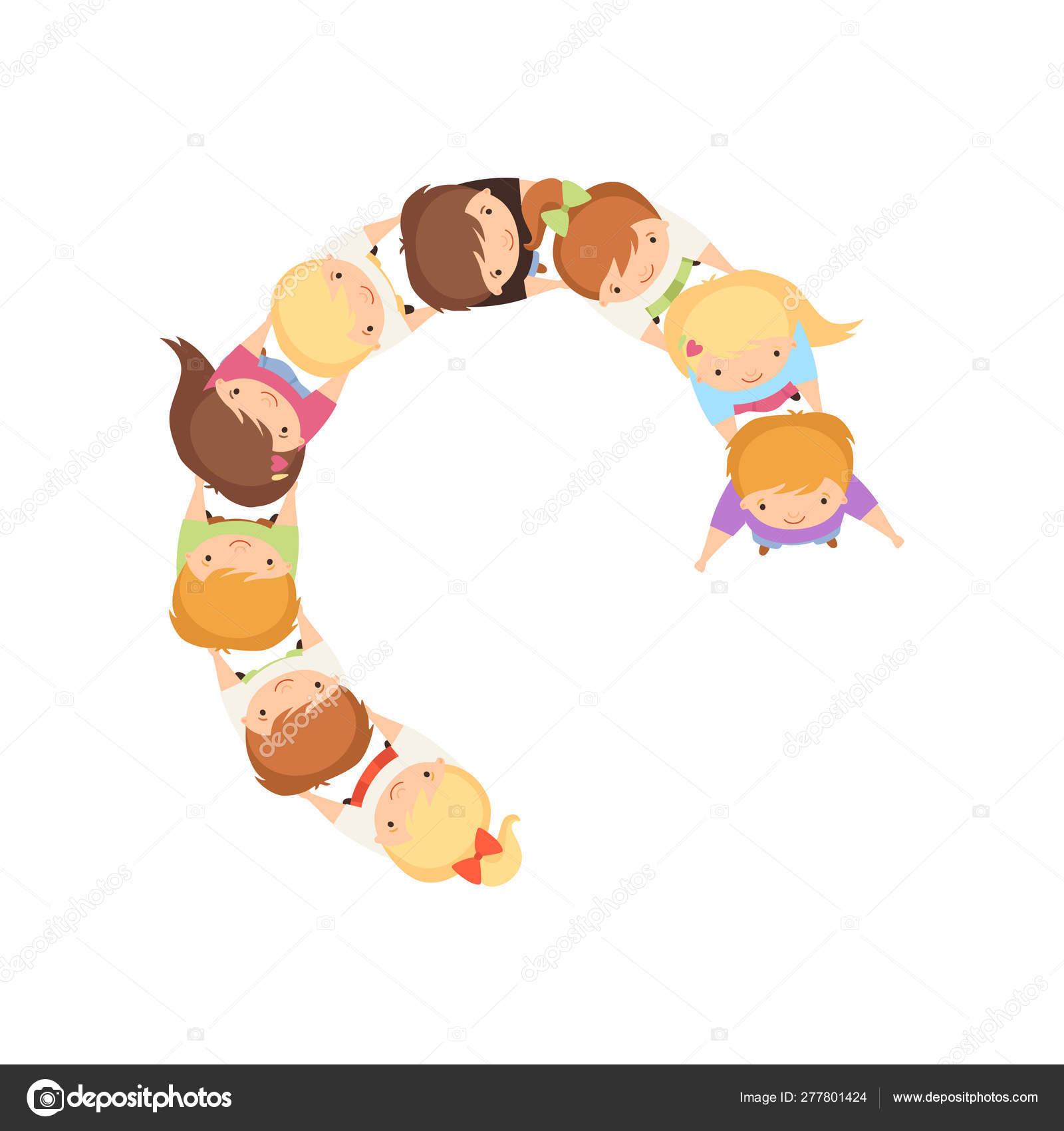 Kids Dancing in Circle Holding Hands, Cute Preschool Boys and Girls ...