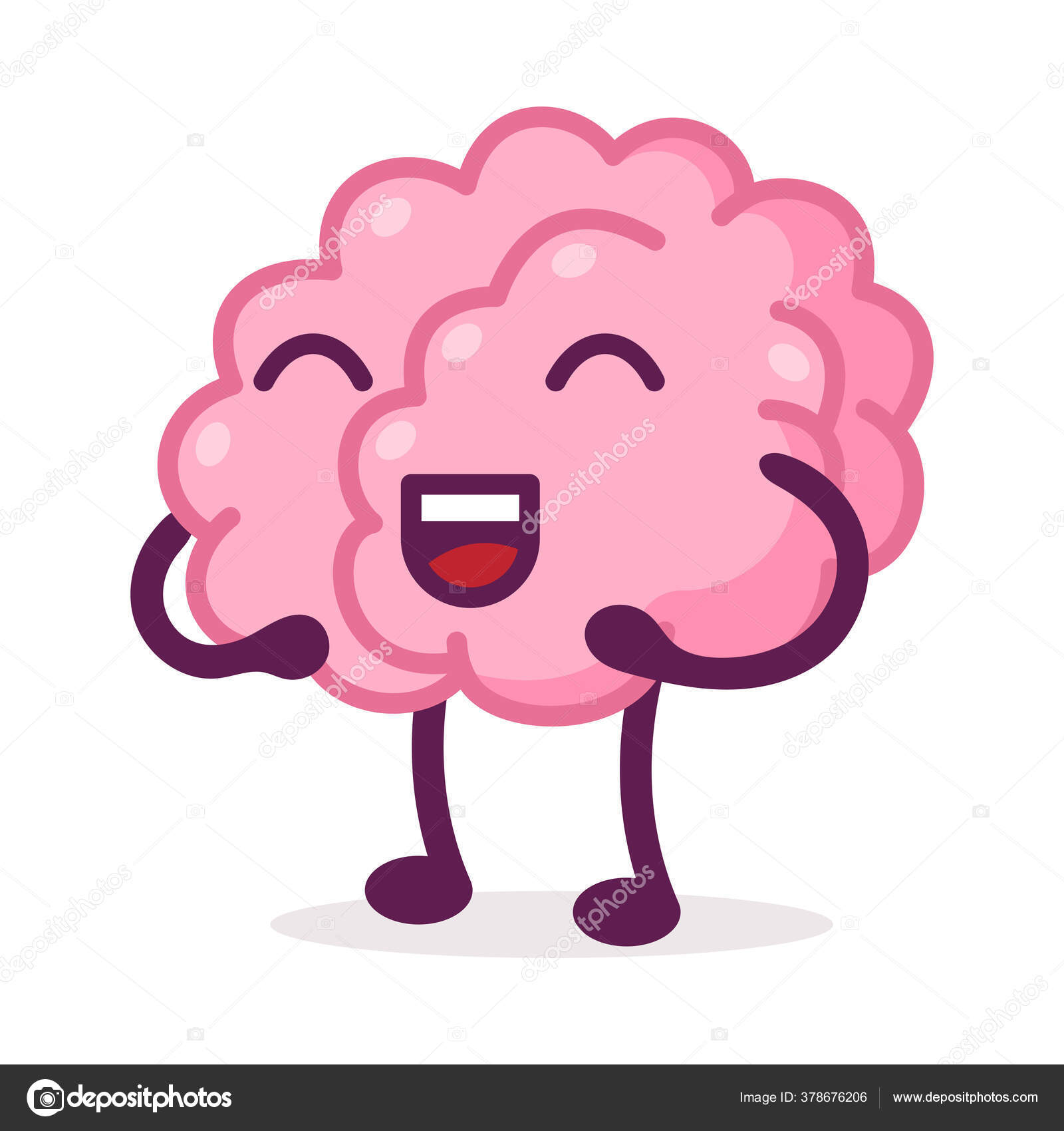 Image vectorielle Joyeux rire de cerveau rose, drôle d'illustration ...