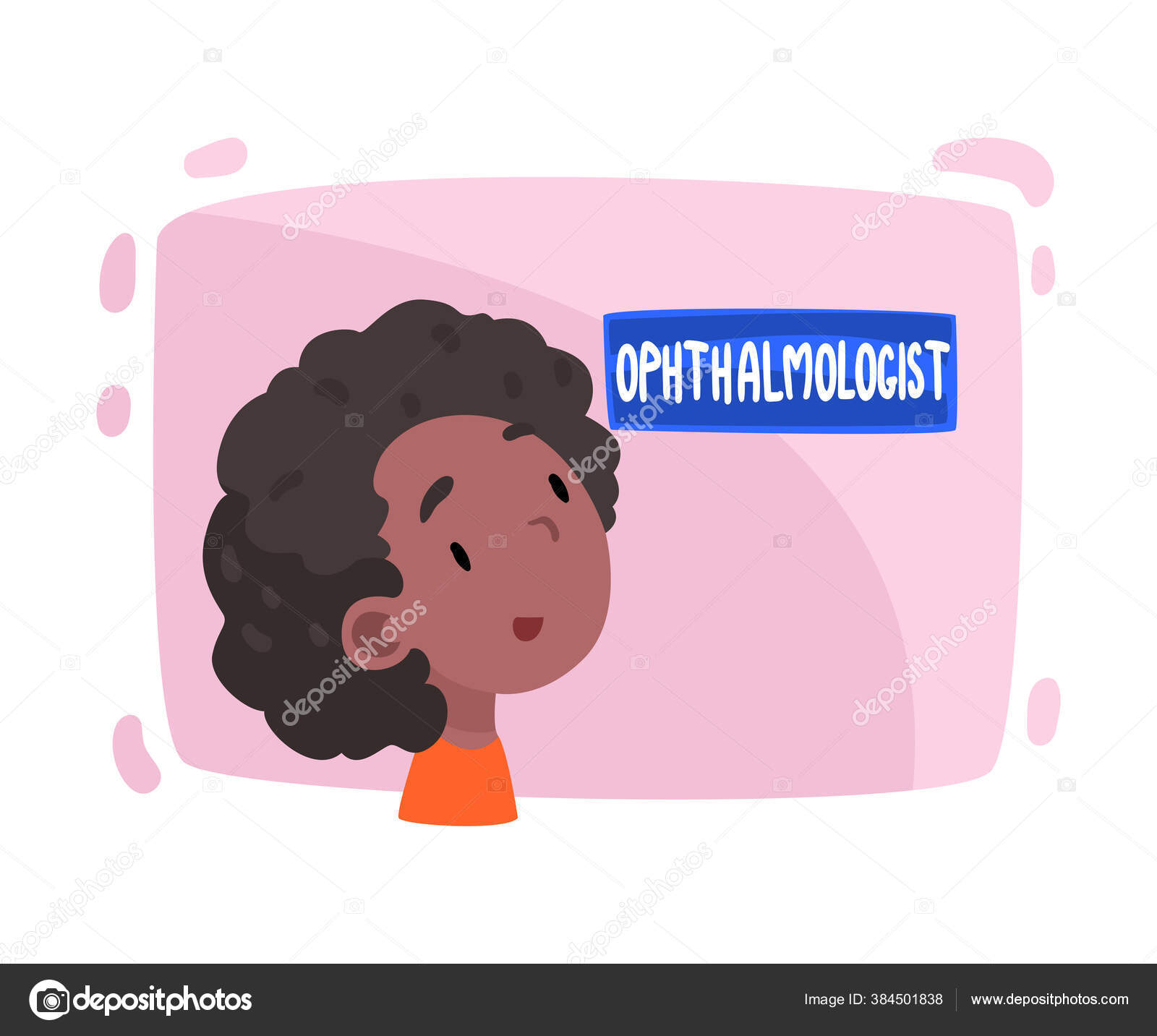 Girl Standing in front of Door of Ophthalmologist Cabinet ...