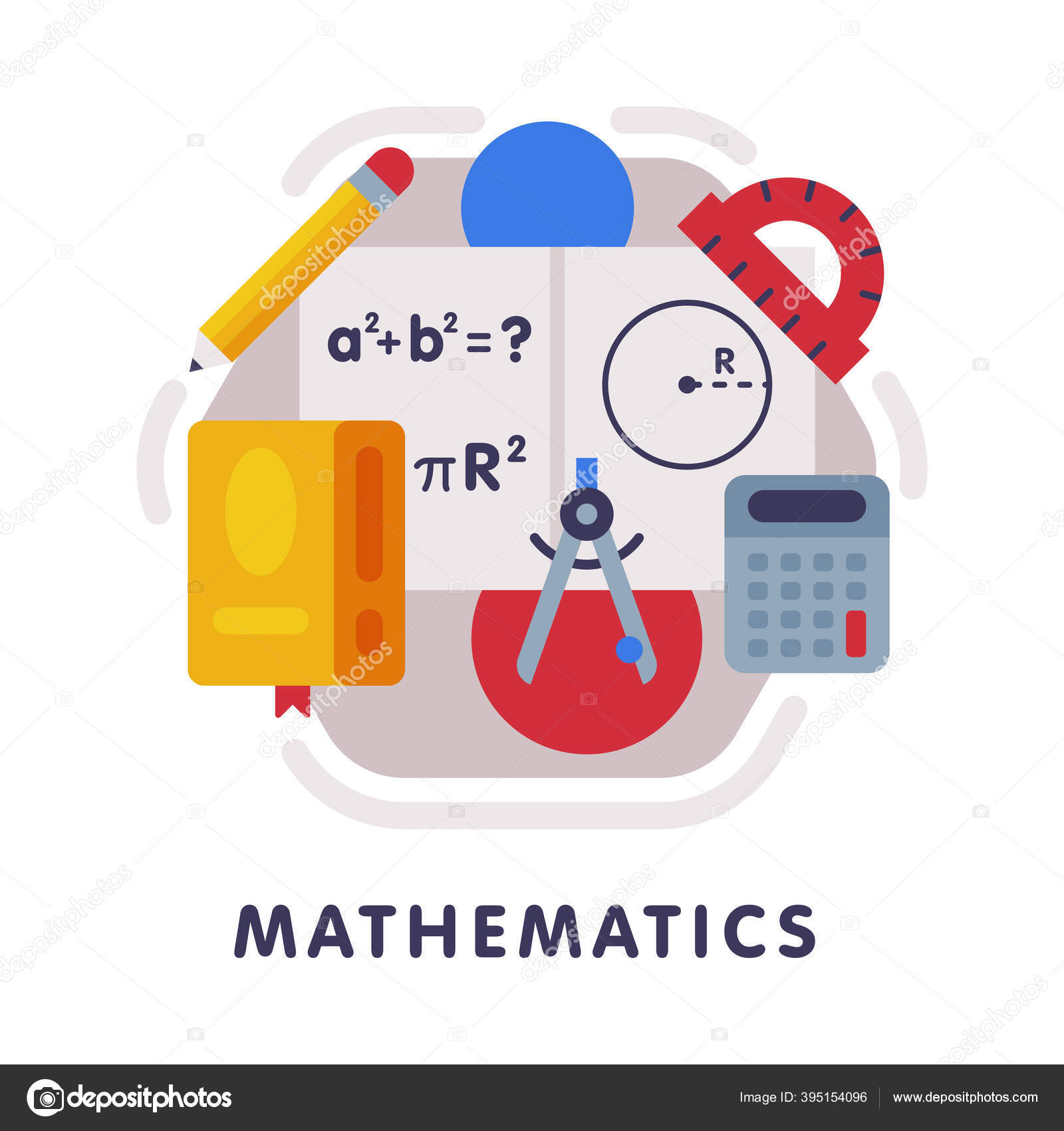 Mathematics School Subject Icon, Education and Science Discipline with ...