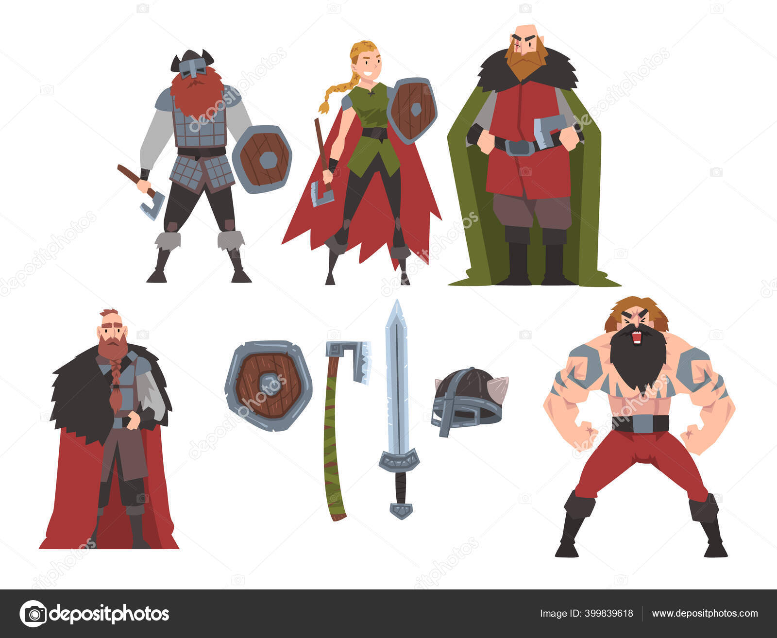 Strong Brave Colección Vikingos, Hombres y Mujeres Guerreros Escandinavos Personajes en Ropa ...
