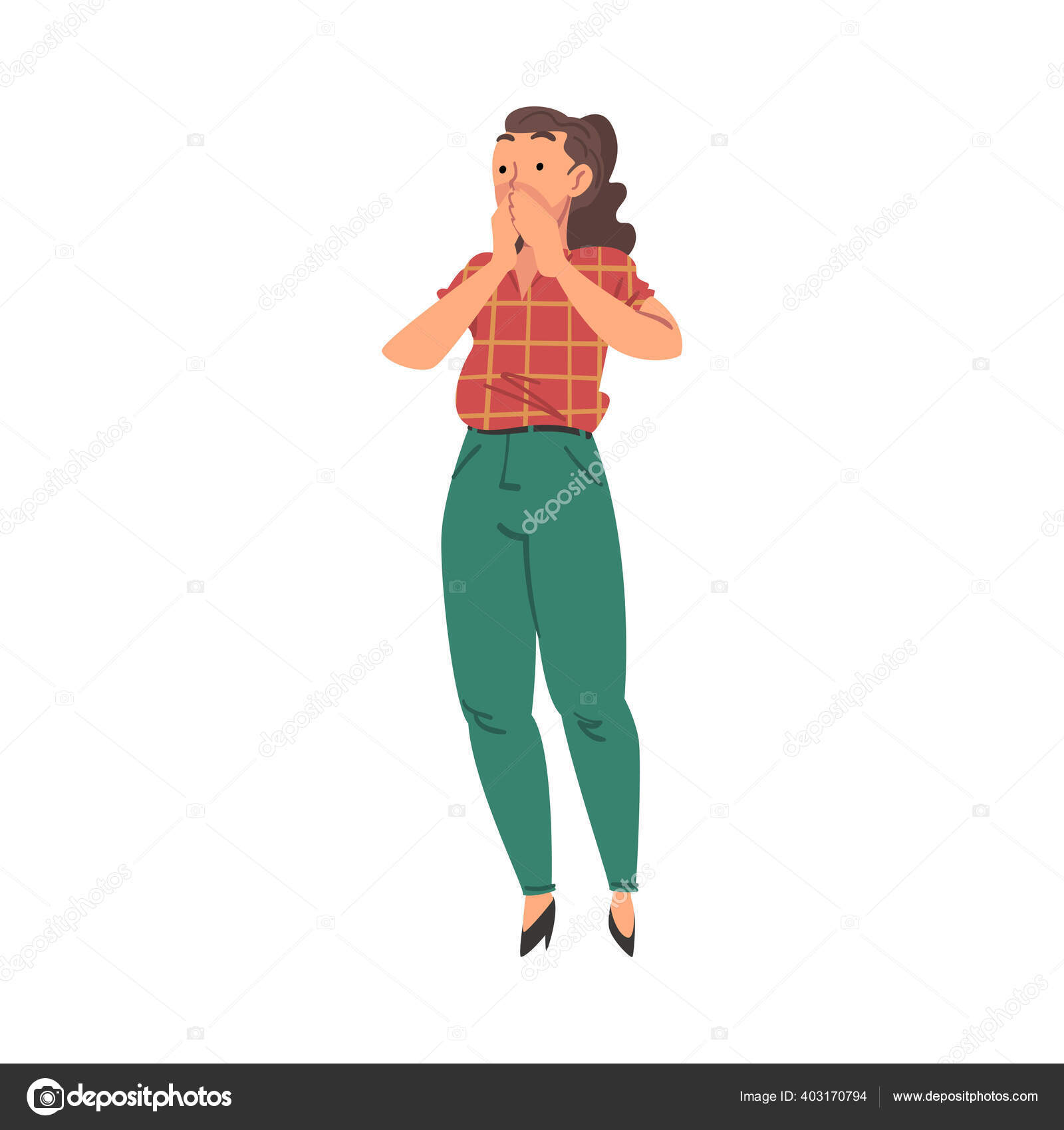 Terrified, Scared, Shocked Girl Covering her Face with Hands, Young ...