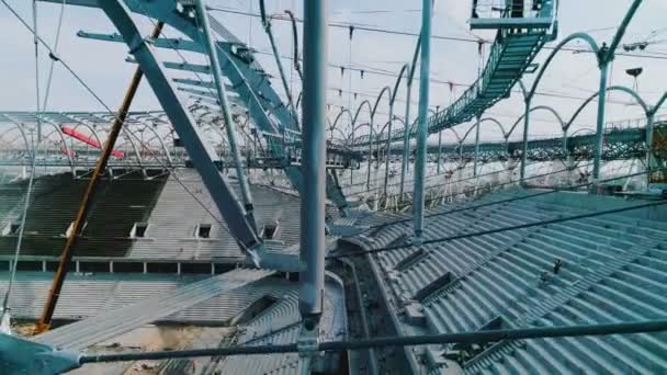 Cable-stayed roof structures of a football stadium — Stock Video ...
