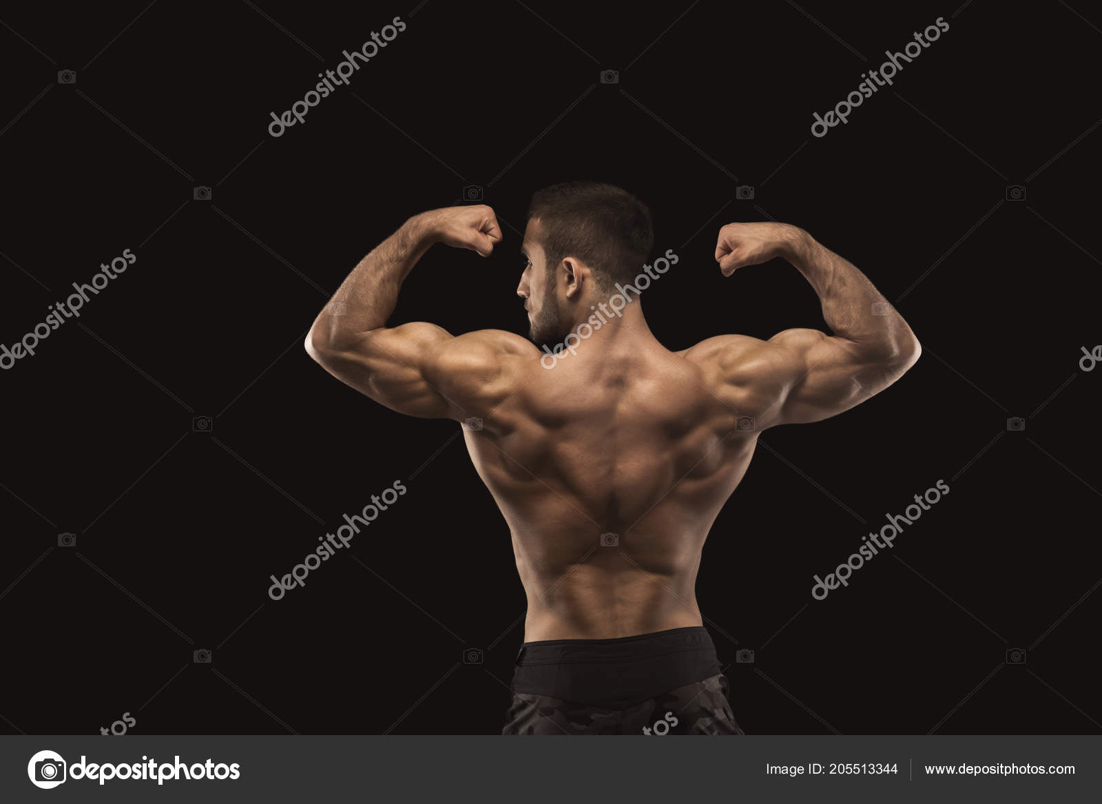 Unrecognizable man shows strong back muscles closeup — Stock Photo ...