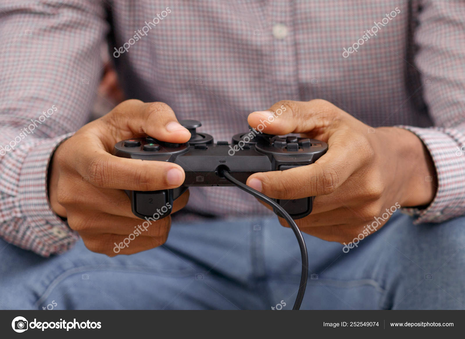 Man playing video games with joystick, closeup — Stock Photo © Milkos ...