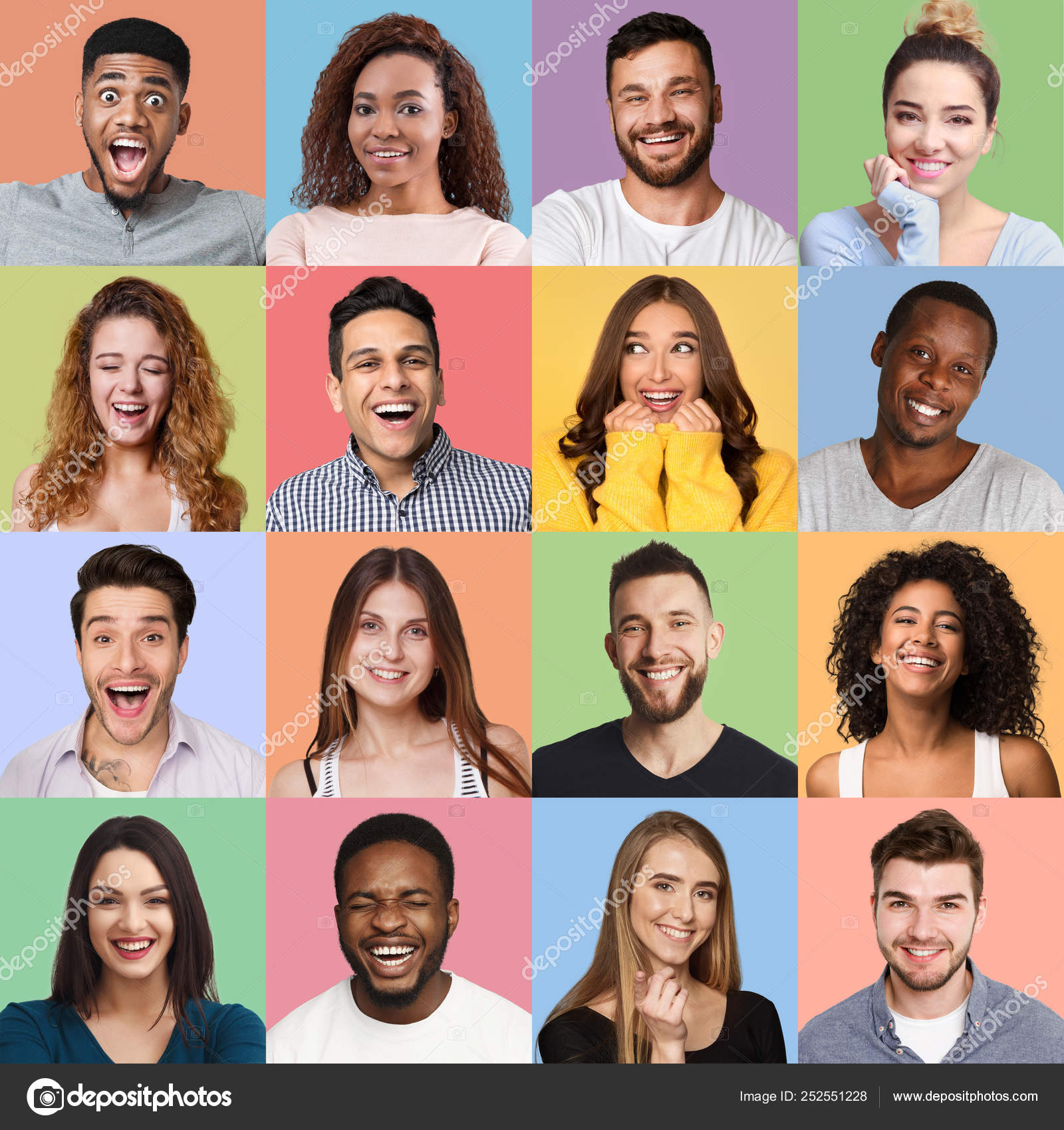 Happy faces collage — Stock Photo © Milkos #252551228