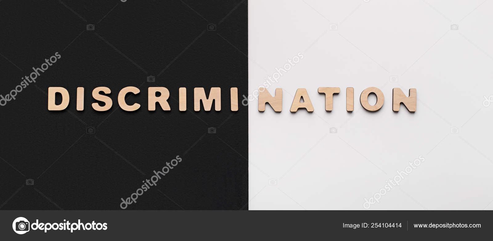 Word DISCRIMINATION on black and white contrast background Stock Photo ...