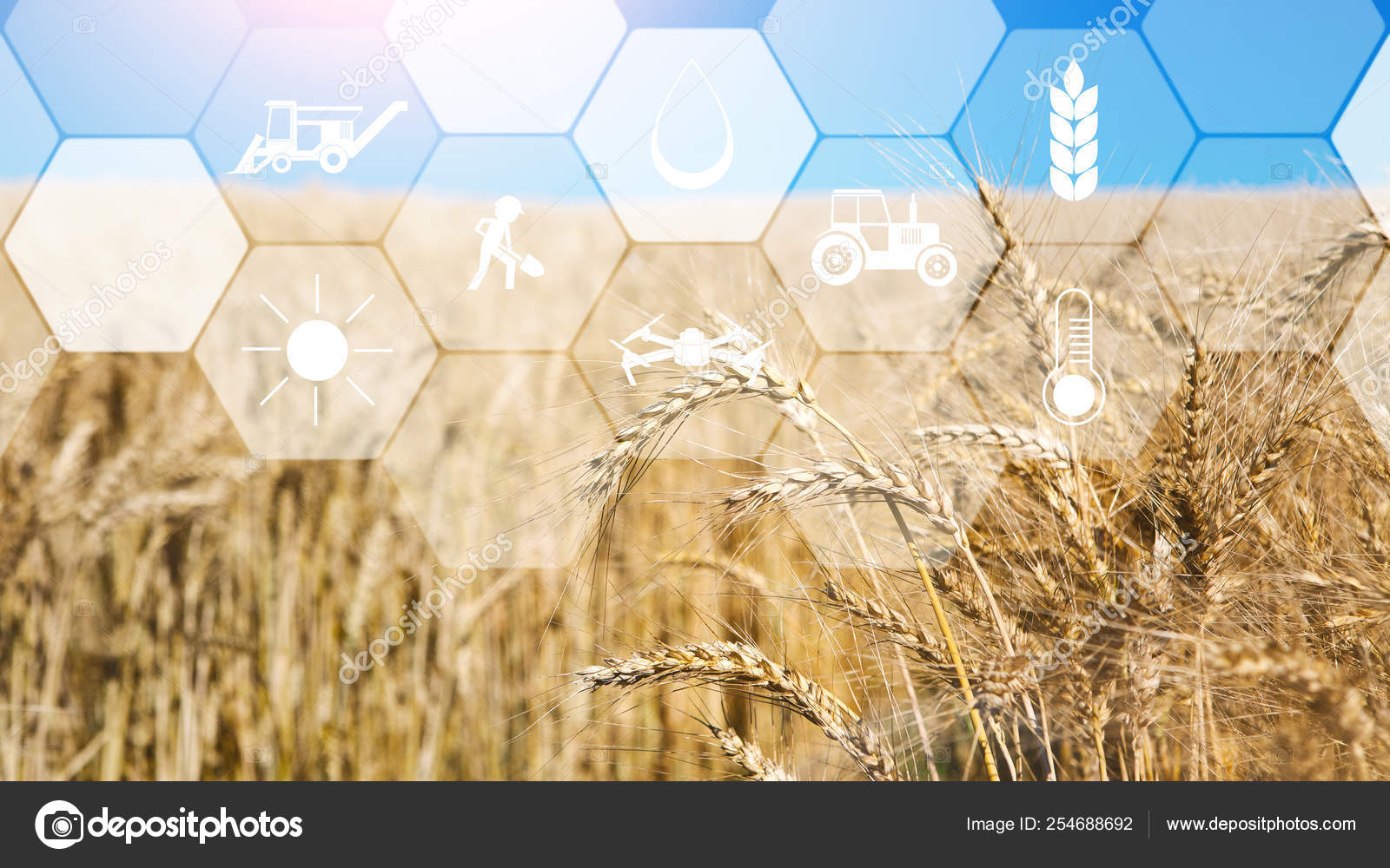 Digital sensor icons for management and monitoring agriculture Stock ...