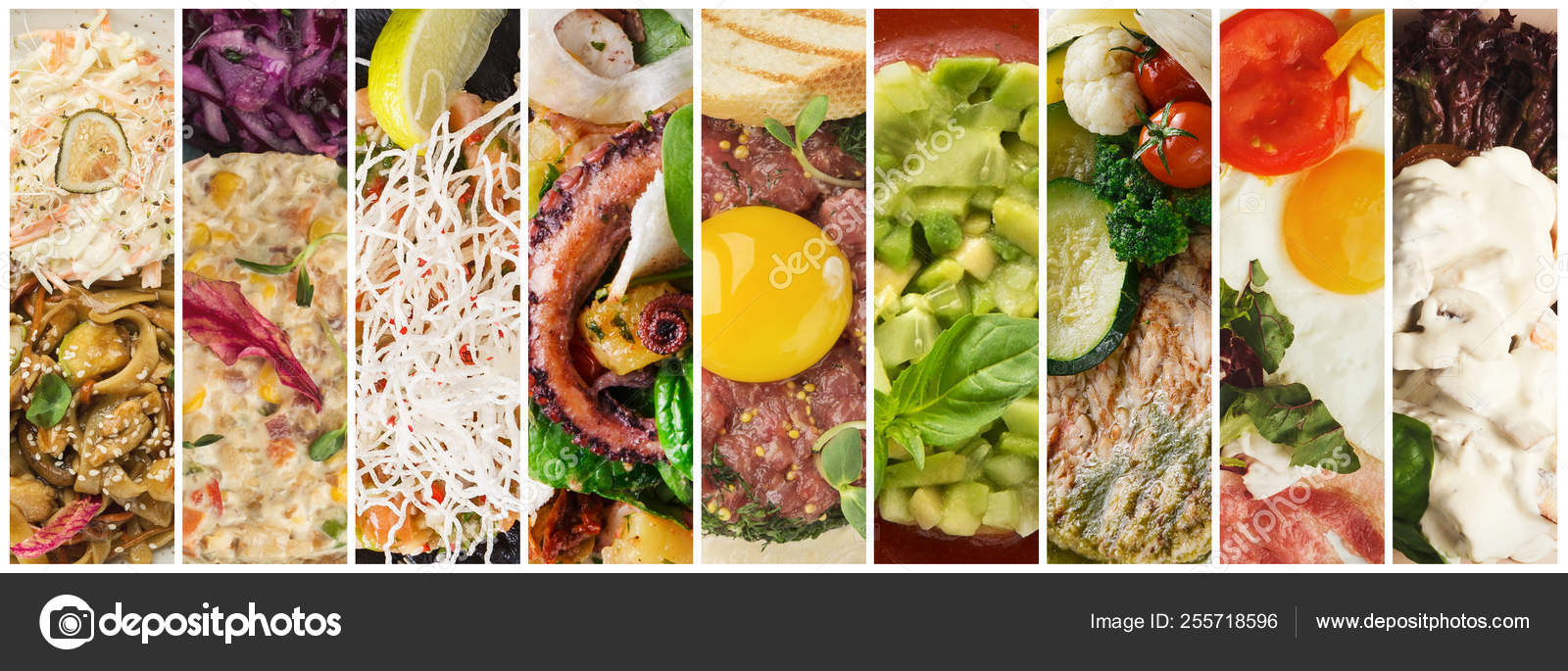 Collage deliciosas comidas surtido, restaurante menú composición ...