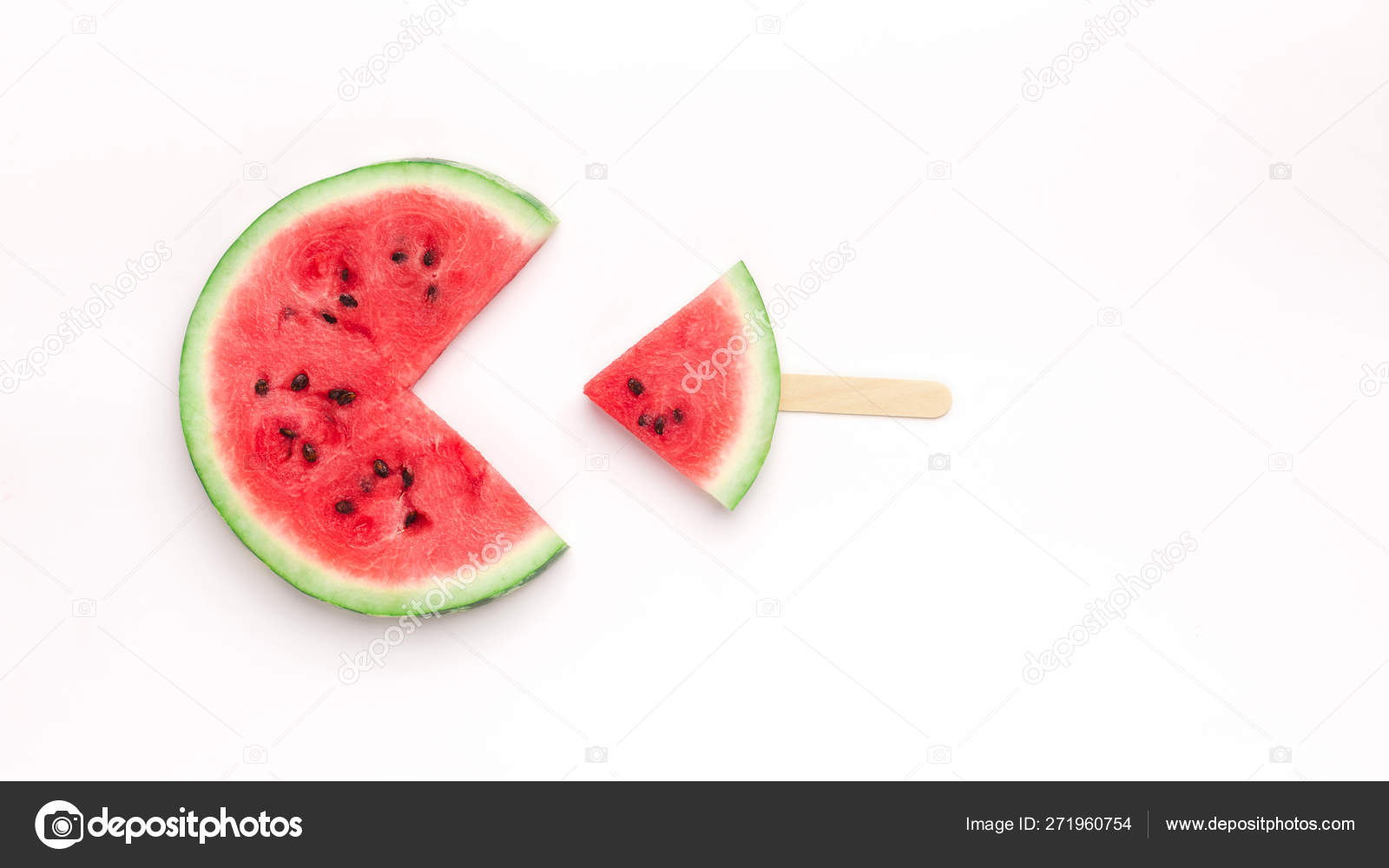 Pacman watermelon eating small fresh fruit popsicle — Stock Photo ...