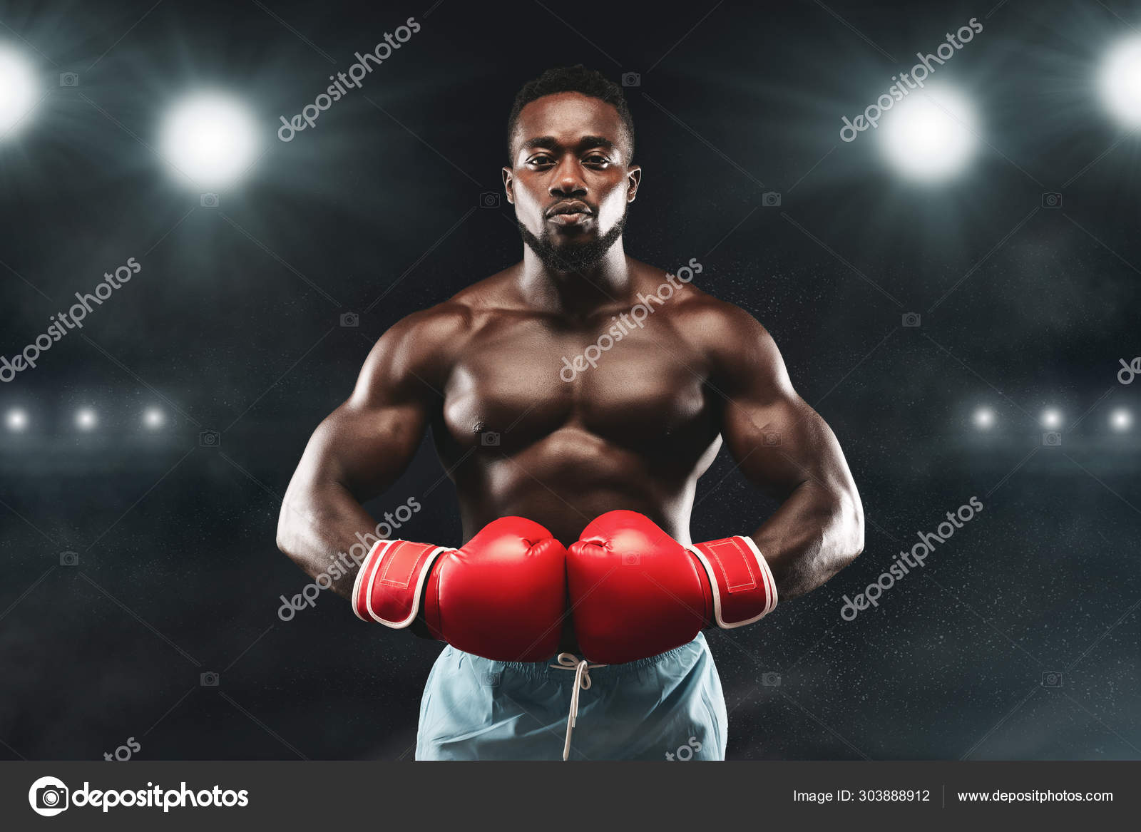 Professional african american boxer ready to fight — Stock Photo ...
