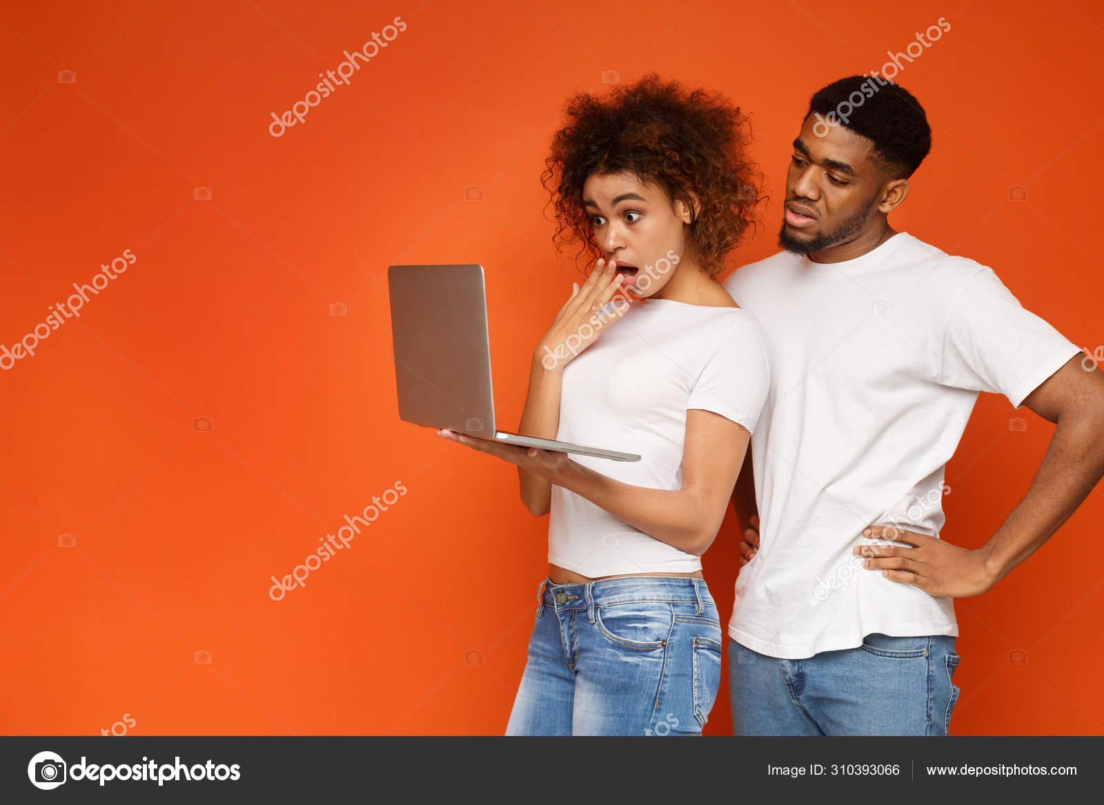 Shocked black millennial couple browsing on laptop Stock Photo by ... Shocked black millennial couple browsing on laptop Stock Photo by ...