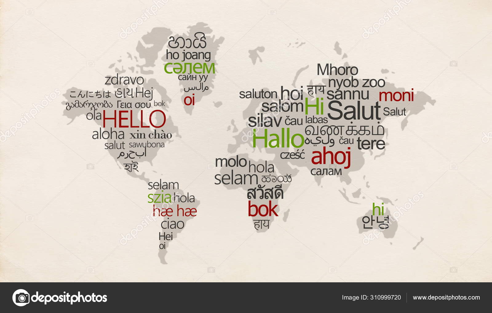 Creative map with different languages on special countries Stock Photo ...