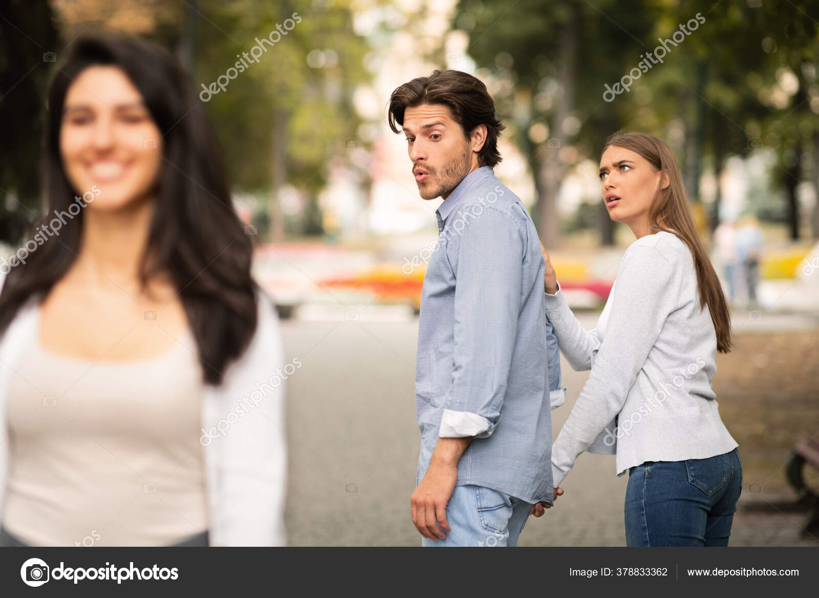 Jealous Girlfriend Calling Boyfriend Distracted By Other Attractive ...