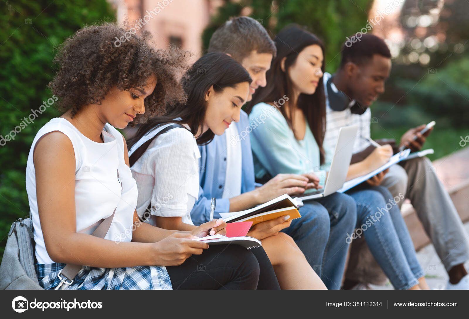 College Student Studying Outside