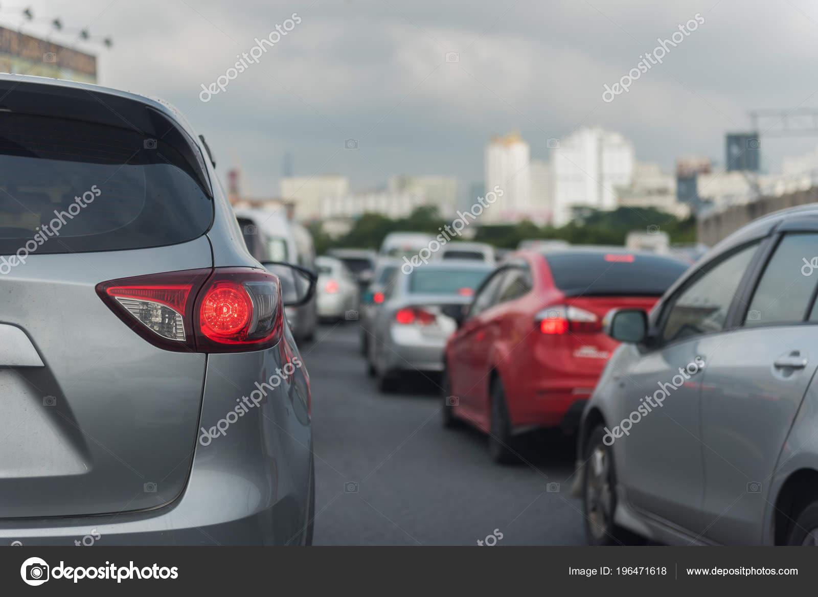 Traffic Jam Row Cars Express Way Stock Photo by ©khongkitwiriyachan ...