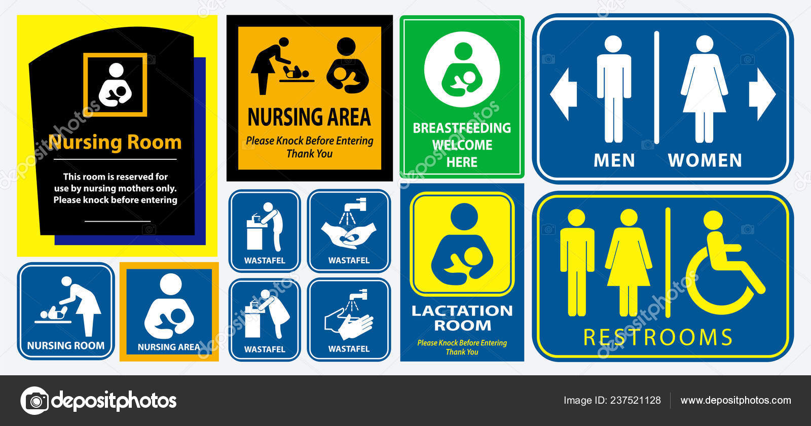 Set Restroom Nursing Room Lactation Room Placard Sign Easy Modify Stock ...