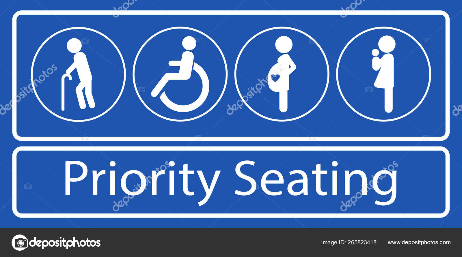 Set of priority seating sticker or label, for mass rapid transit or ...