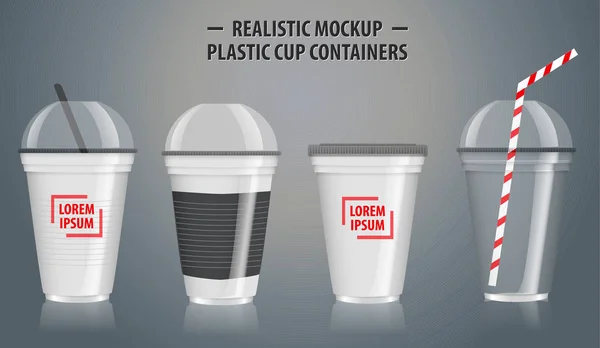 Set of mock up realistic plastic cup containers, with clear in ...