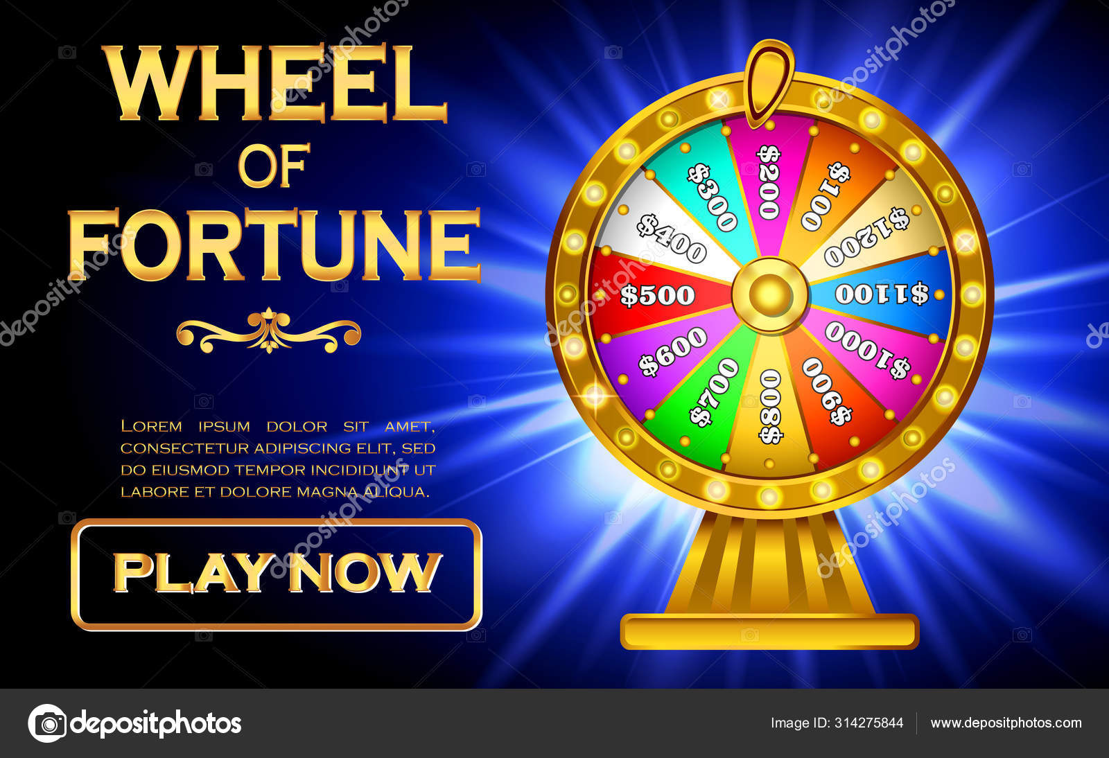 Set of 3D spinning wheels or roulette fortune in flat icon concept ...