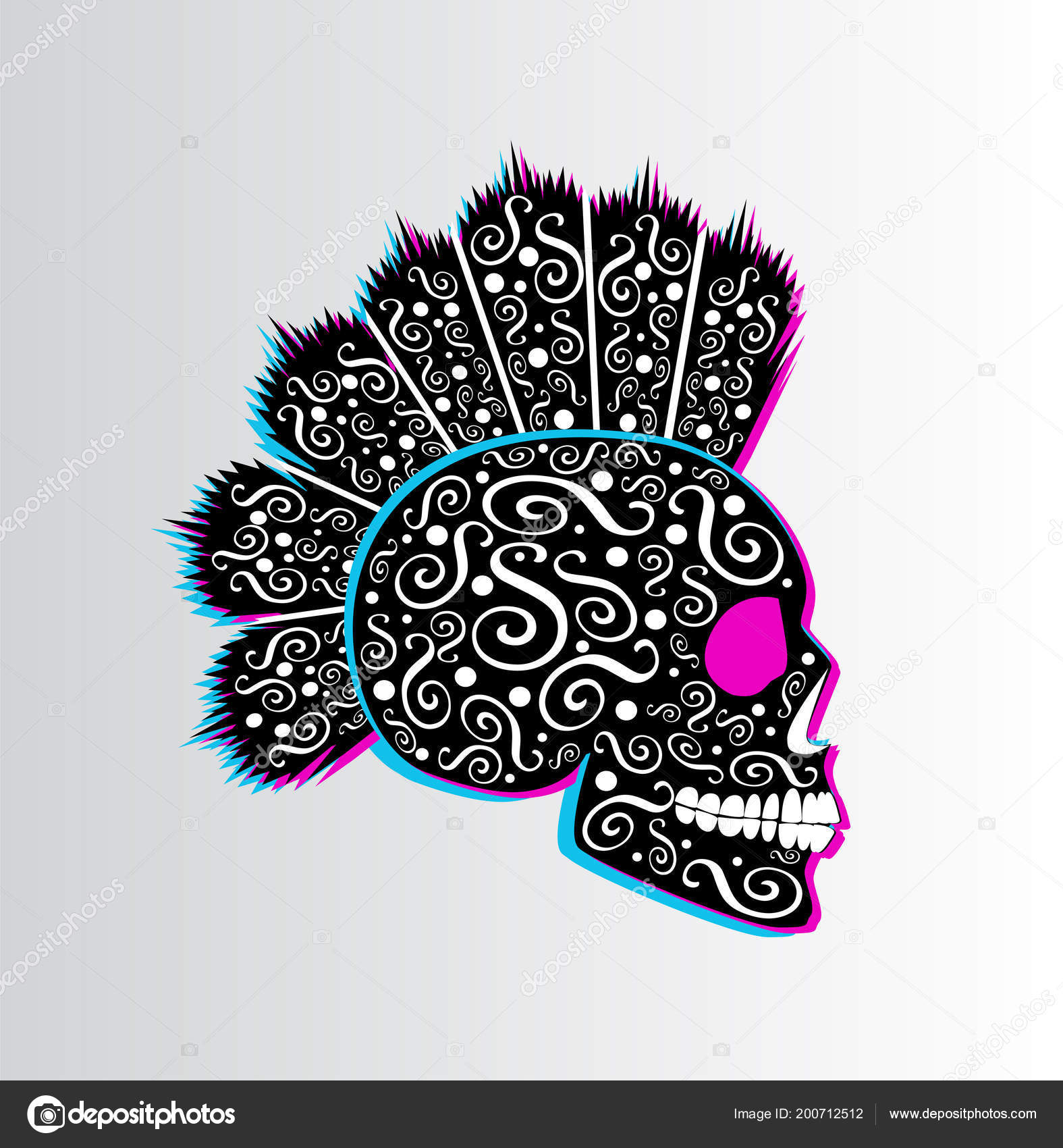 Punk Skull Icon Side Illustration Stock Vector Image by ©RaleLav #200712512