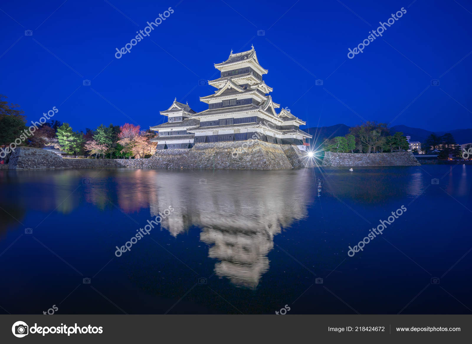 Matsumoto Castle Night Reflection Nagano Japan – Stock Editorial Photo ...