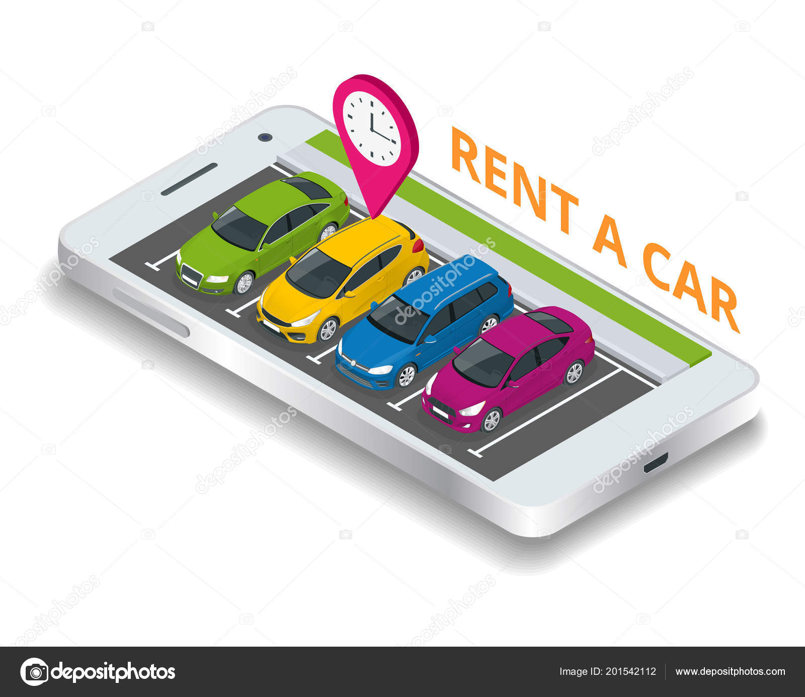 Renting a new or used car. car rental booking reservation on mobile ...