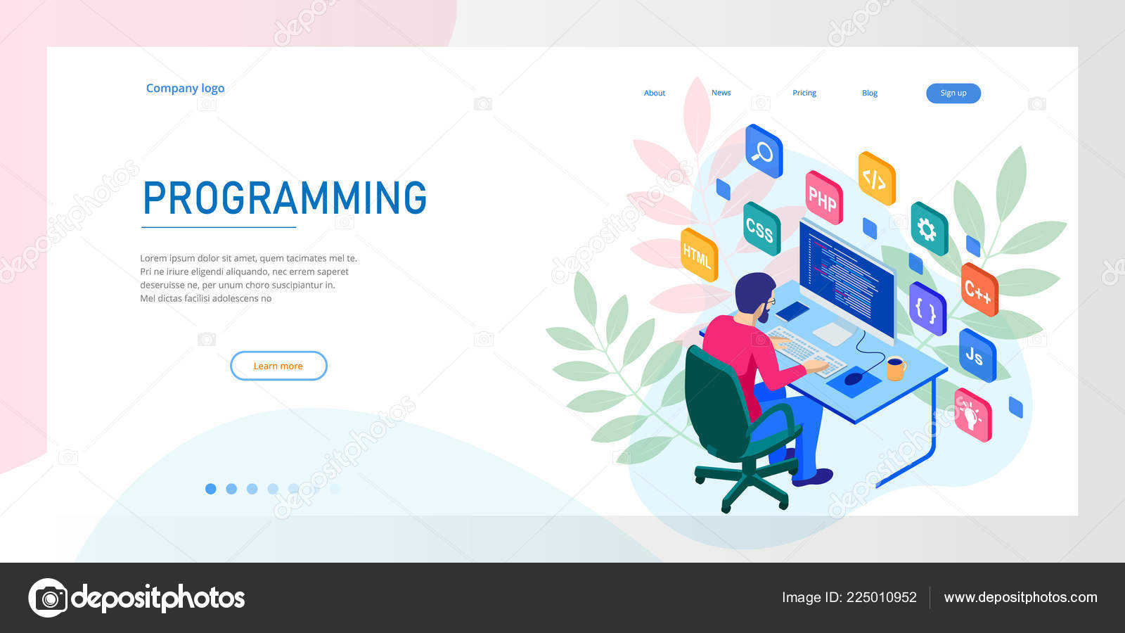 Isometric Programmer Coding New Project Web Developer Programming Concept Landing Page Or
