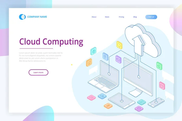 Web page design templates Cloud Computing concept. Isometric cloud ...