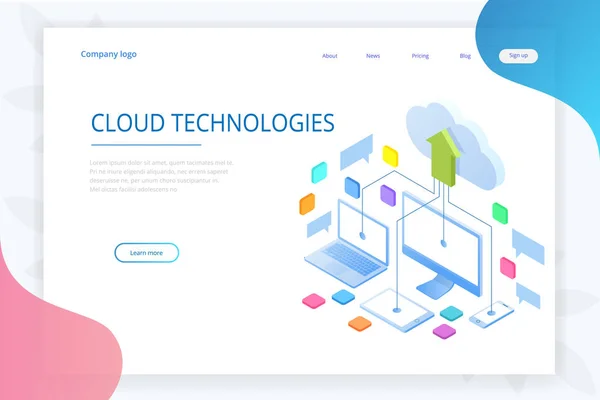 Web page design templates Cloud Computing concept. Isometric cloud ...