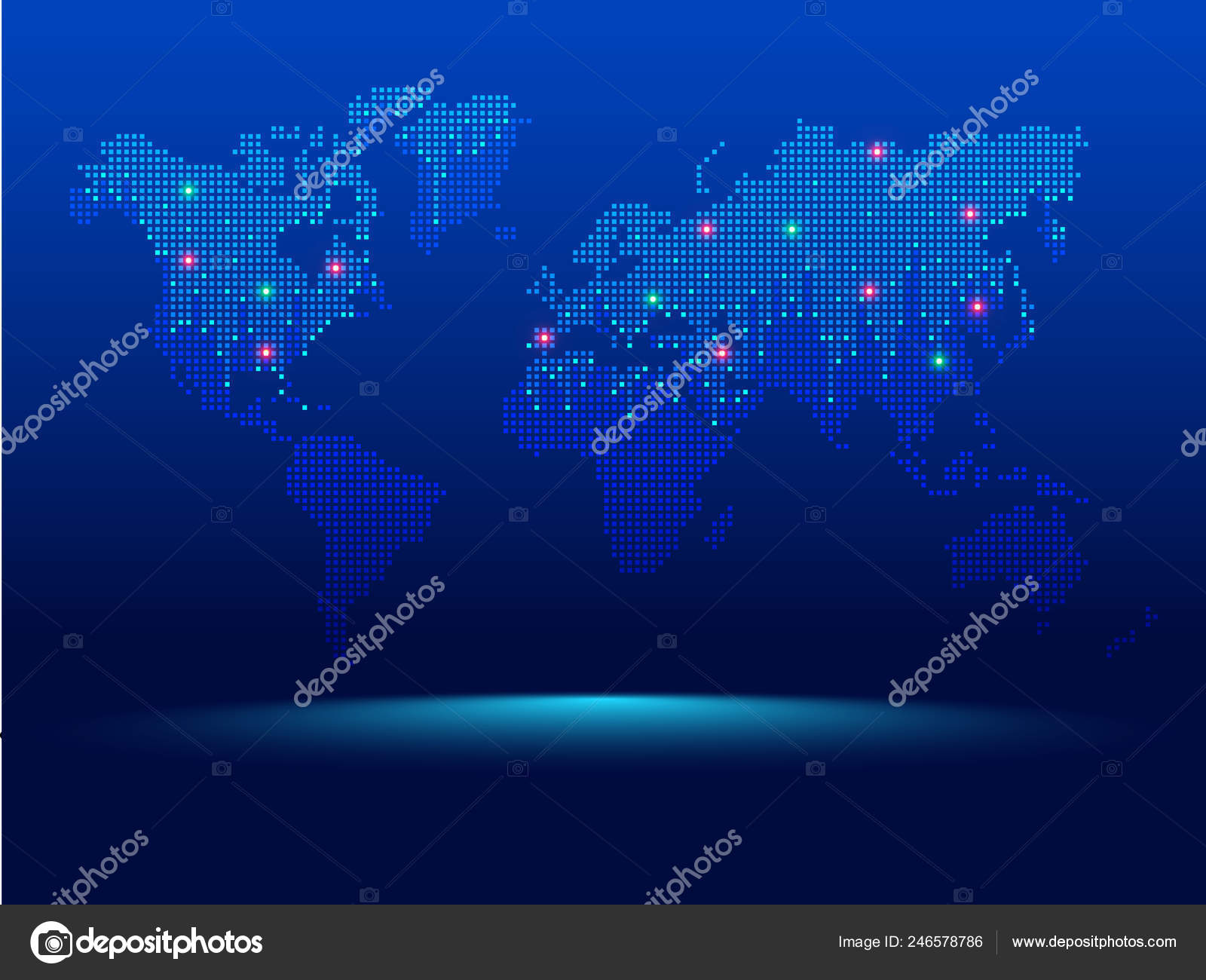 Mapa do mundo digital, mapa do mundo pontilhado em estilo futurista, o ...