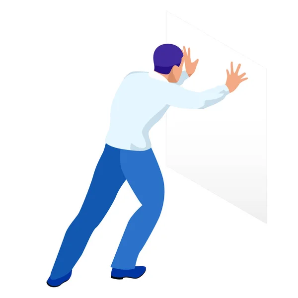 Man pushing wall Vector Art Stock Images | Depositphotos