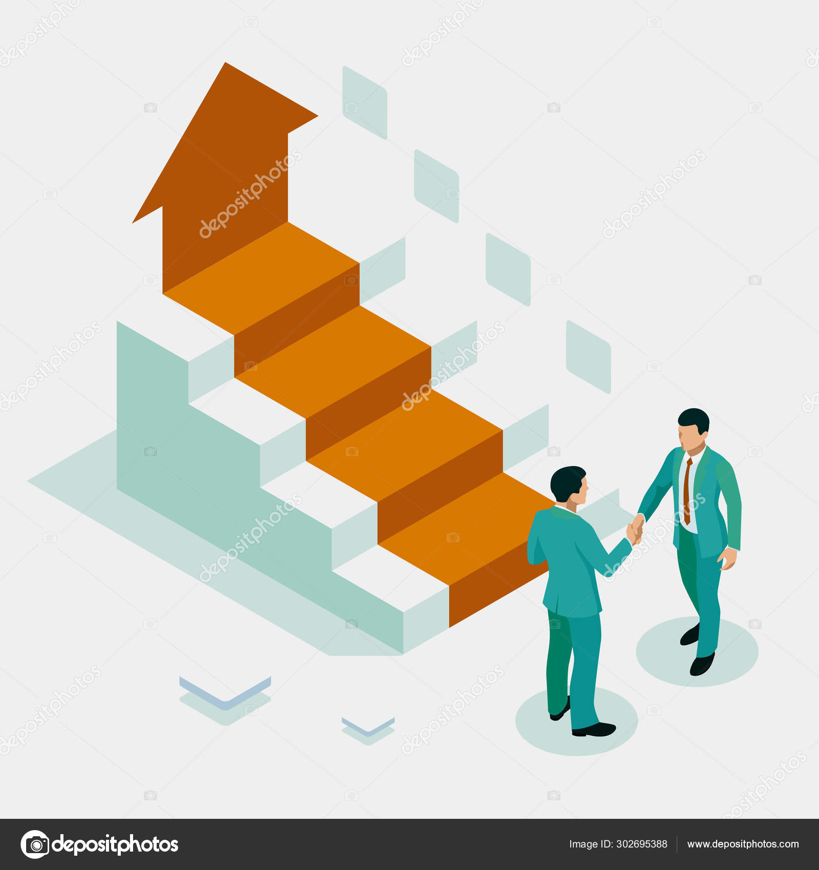 Ladder to success. Isometric Successful business collaboration ...