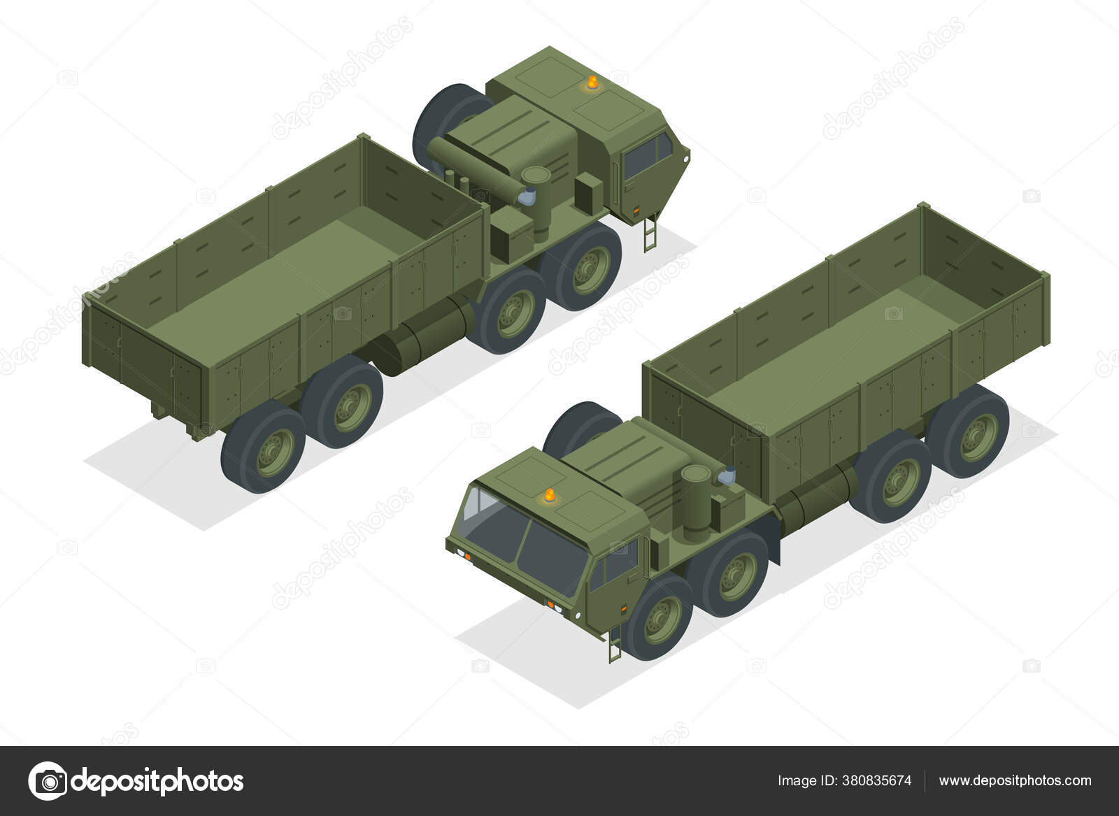 Isometric diesel engine-powered military truck artillery tractor and ...