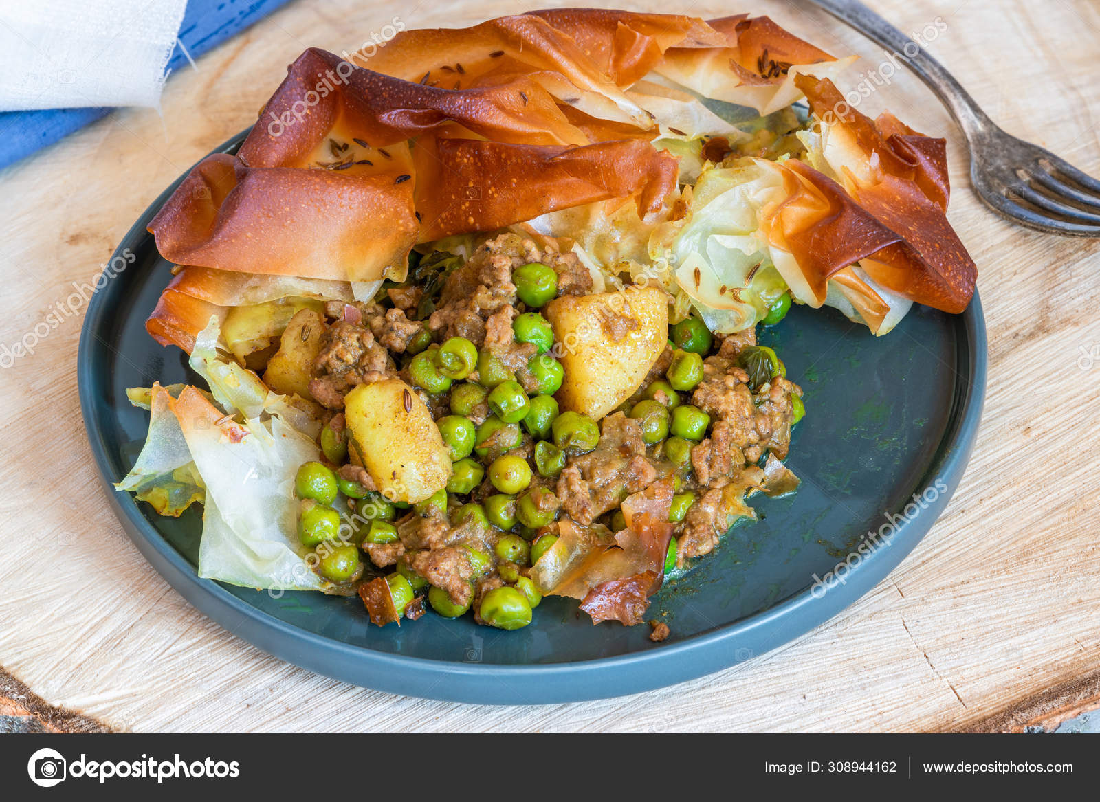Lamb Samosa Pie Popular Indian Dish Savoury Filling — Stock Photo ...