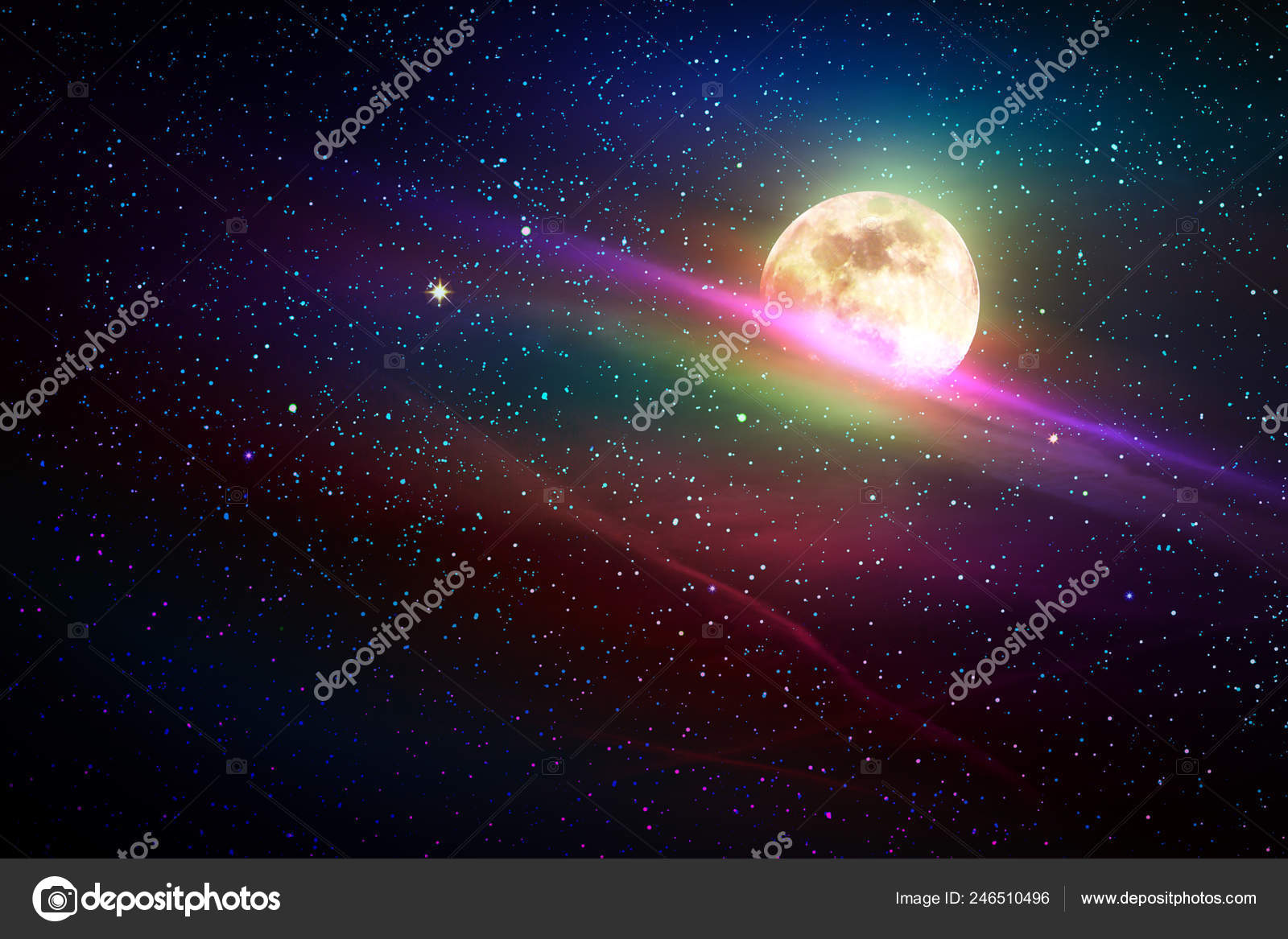 Dibujo De Luna Llena Y Estrellas