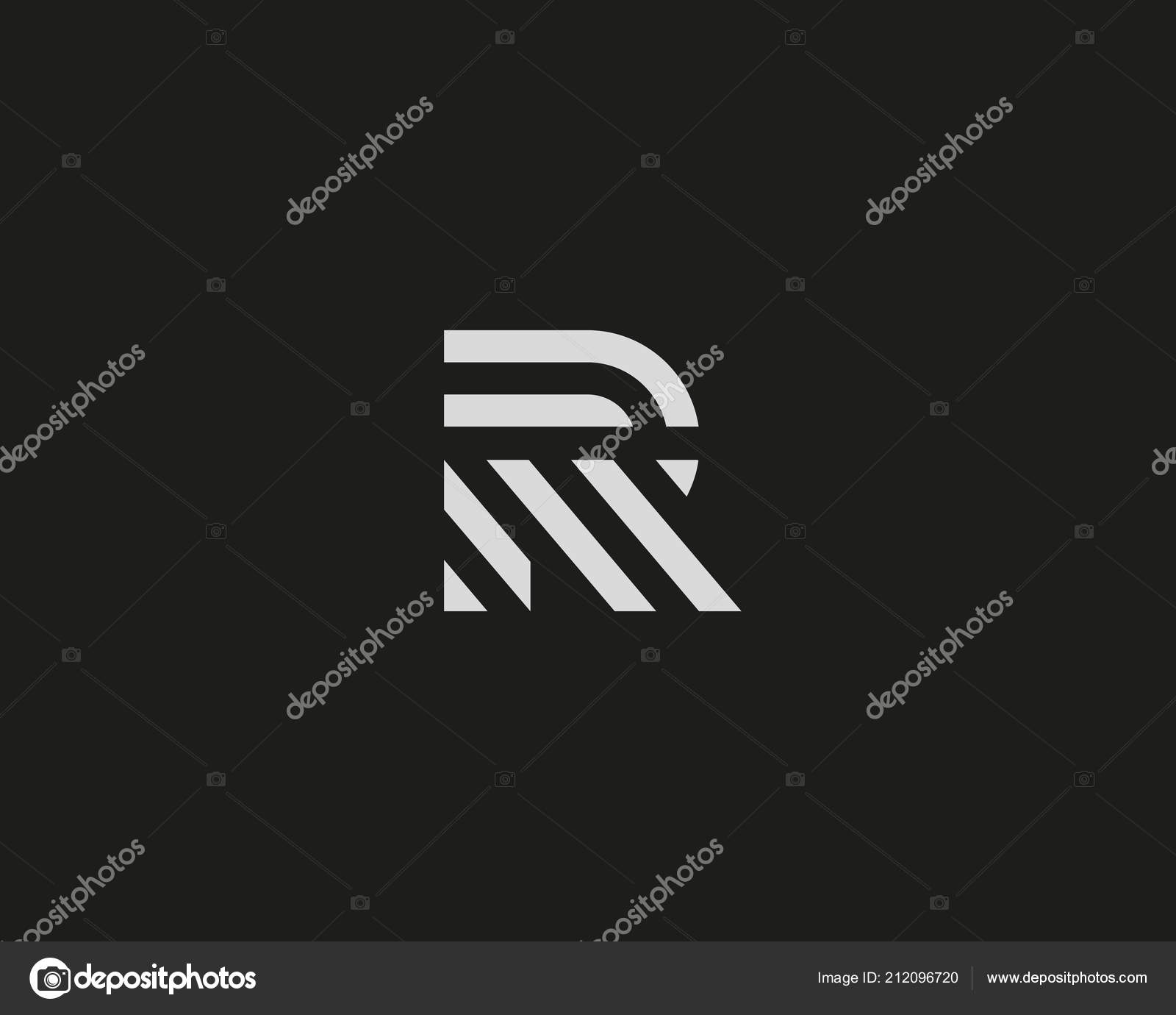 Letra R vector línea logo diseño. Logotipo de minimalismo creativo ...