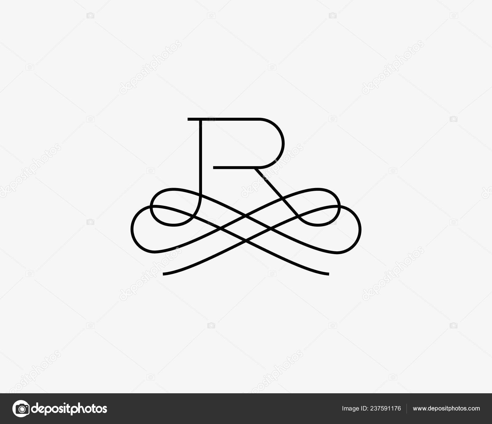 Linear monogram vector symbol logo. Premium letter R logotype. Stock ...