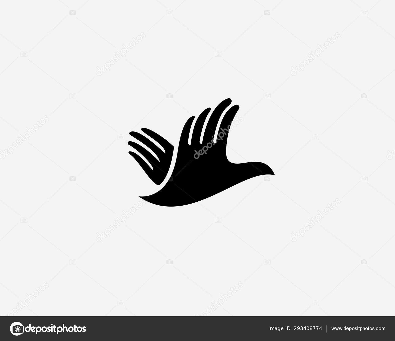 Hands bird logo design. Fingers wings dove freedom vector logotype ...