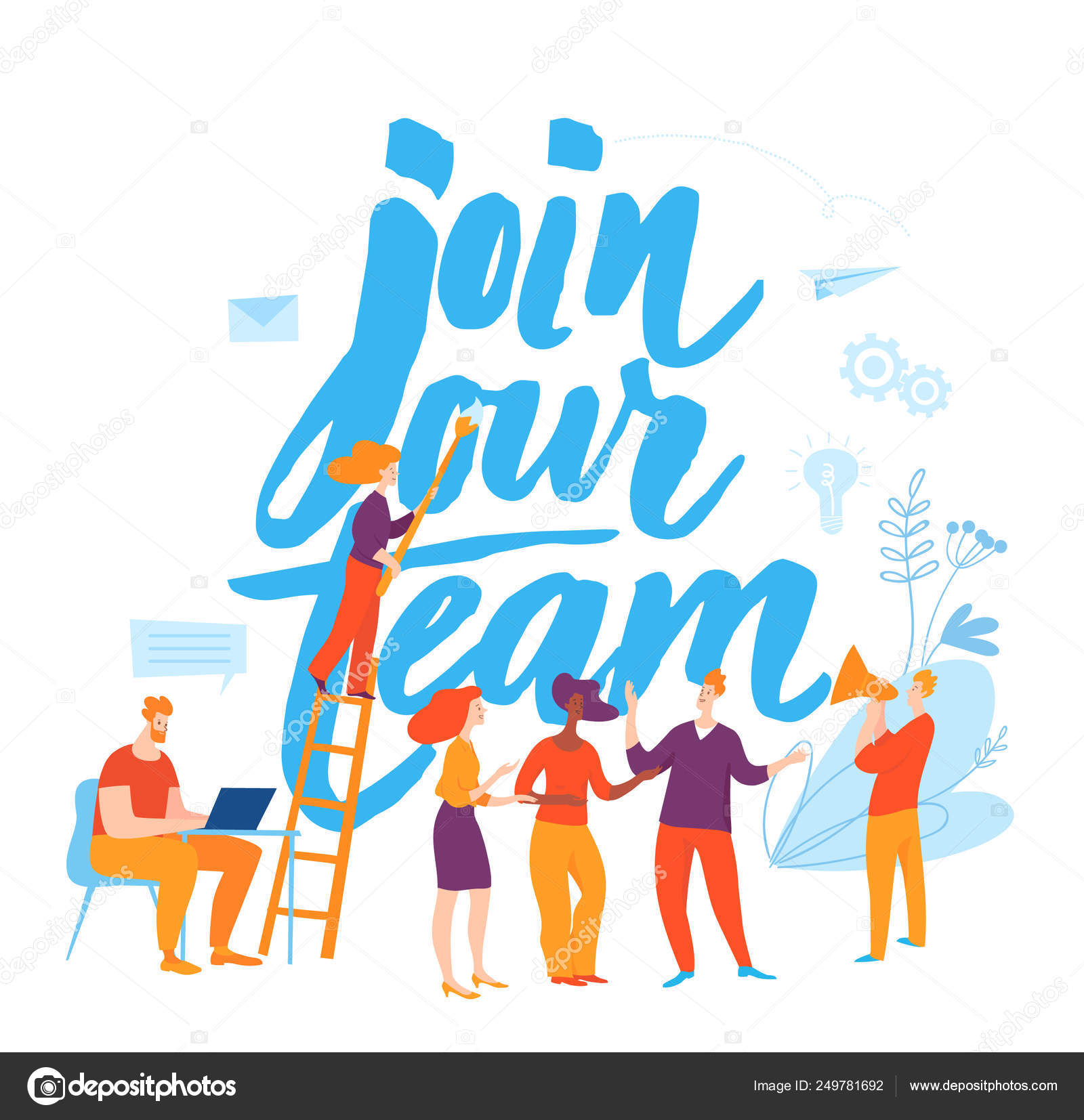 Colorful Creative Poster Join Our Team Lettering White Background Stock ...