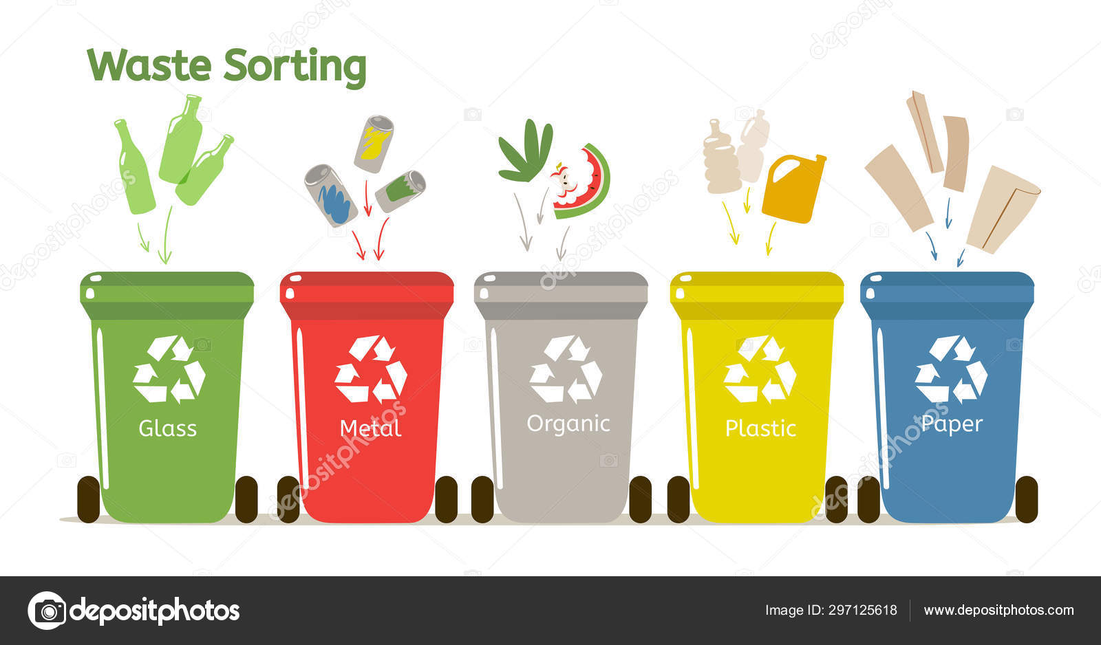 Vector waste sorting motivational vector illustration with waste Stock ...