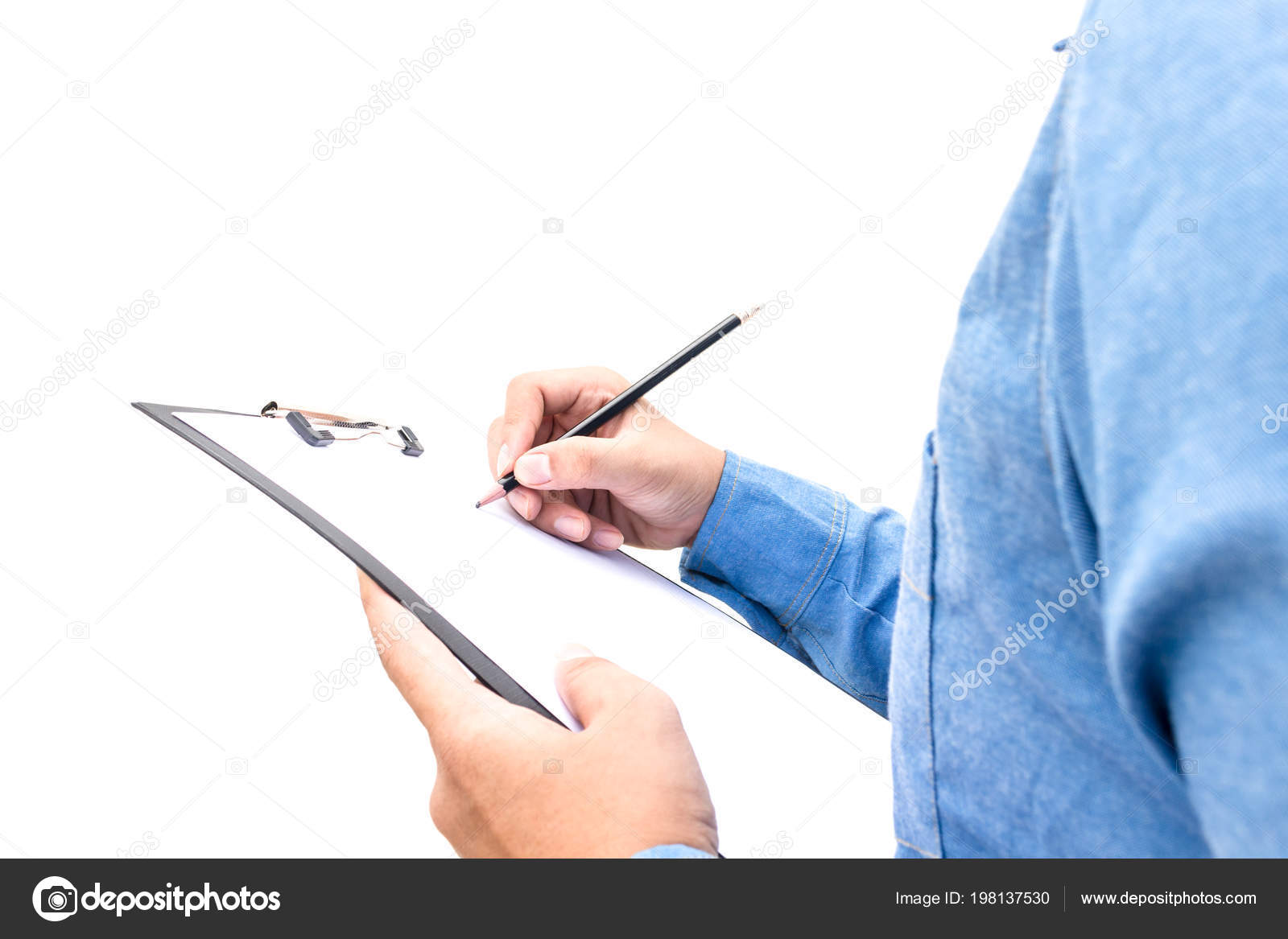 Man Checklist Clipboard Isolated White Background — Stock Photo ...